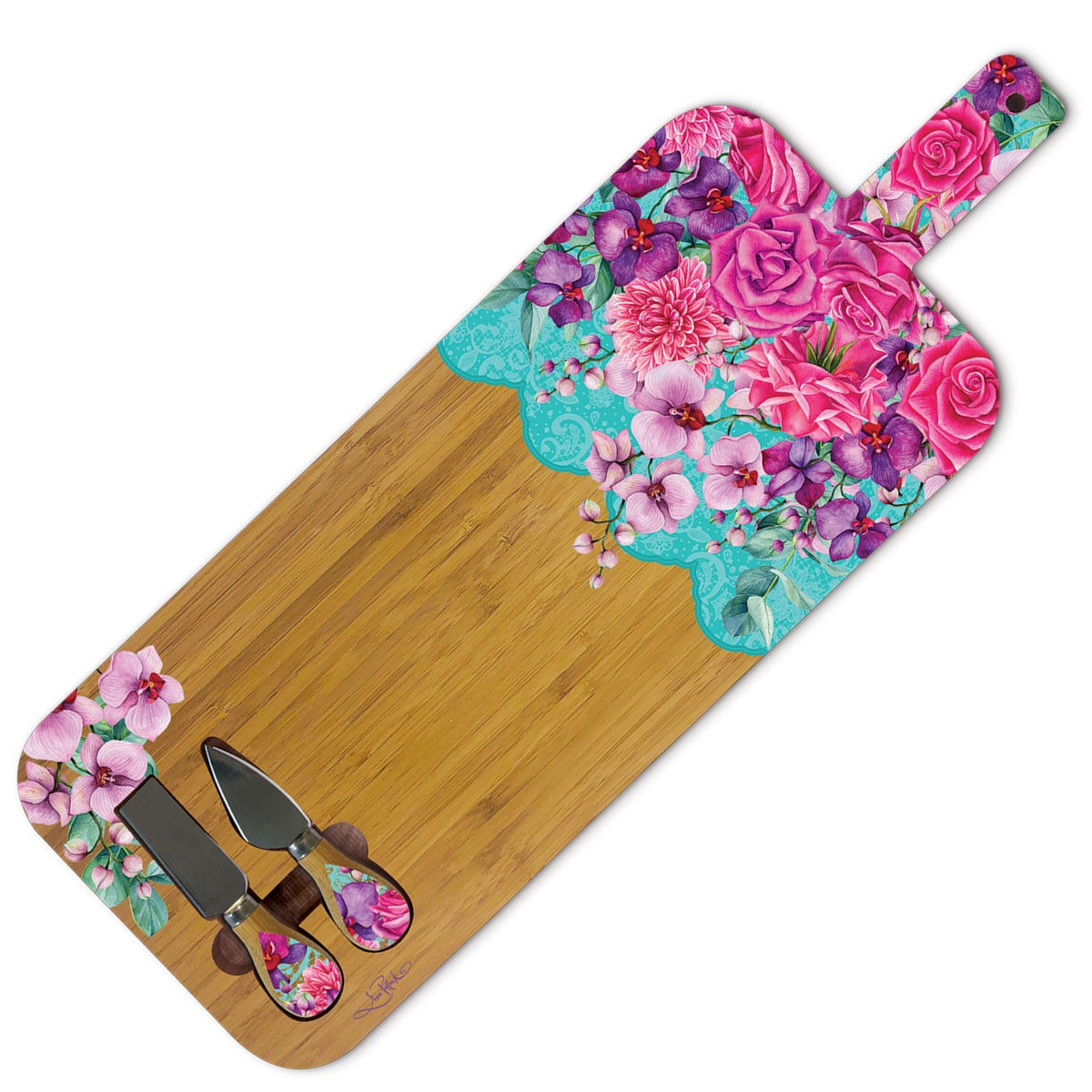 Large Board with knives - Rose Bouquet – Lisa Pollock