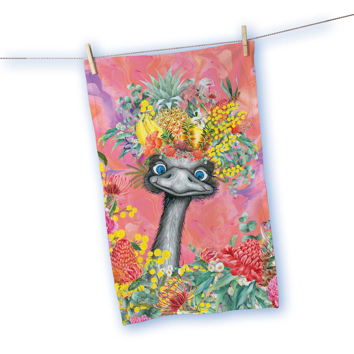Tea Towel Happy Emu – Lisa Pollock